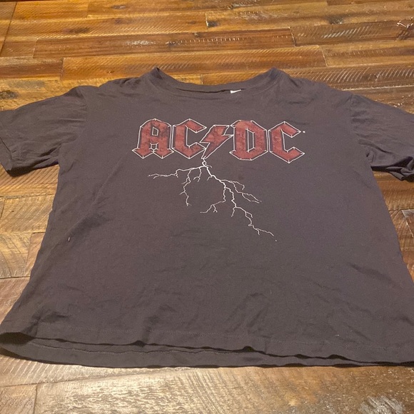 H&M | Tops | Acdc Cropped Tshirt Medium | Poshmark